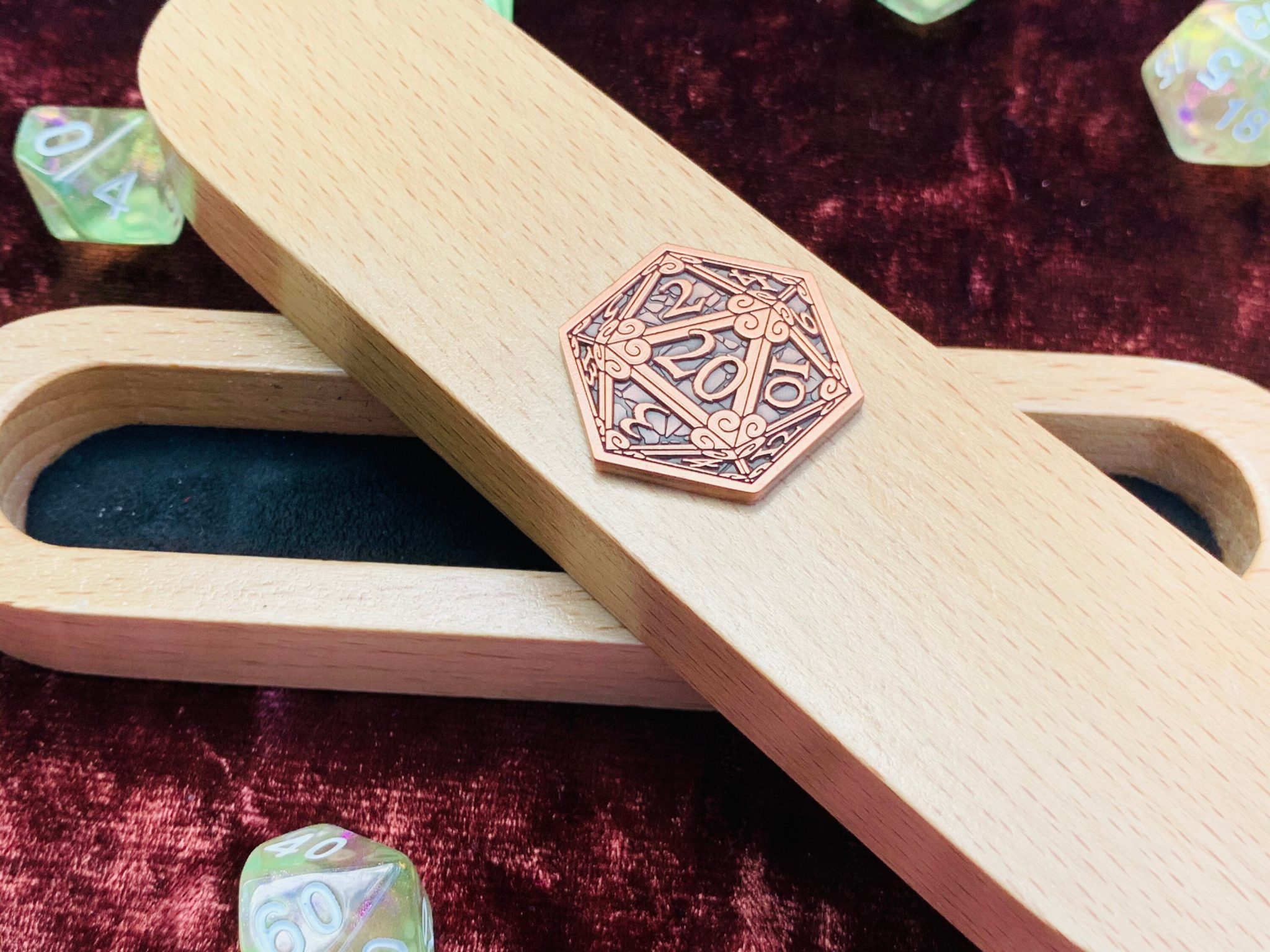 Dice Vault Dungeons and Dragons Leather DnD Dice Vault with D20 Coin.