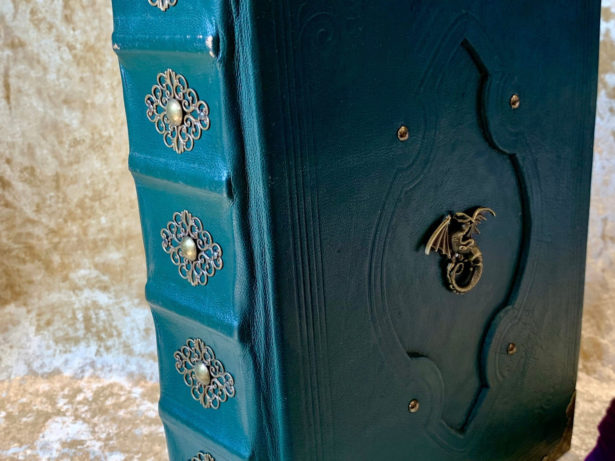 Dragon Fantasy old Tome Book Grimoire Blank A4 Notebook Journal Diary.