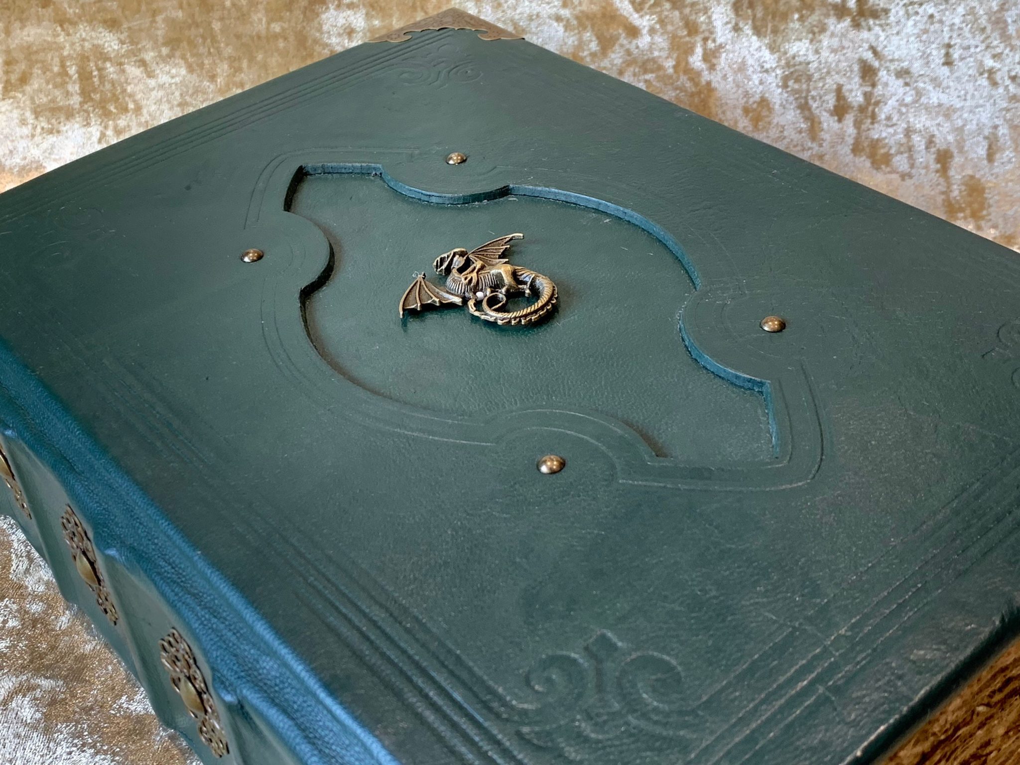 Dragon Fantasy old Tome Book Grimoire Blank A4 Notebook Journal Diary.