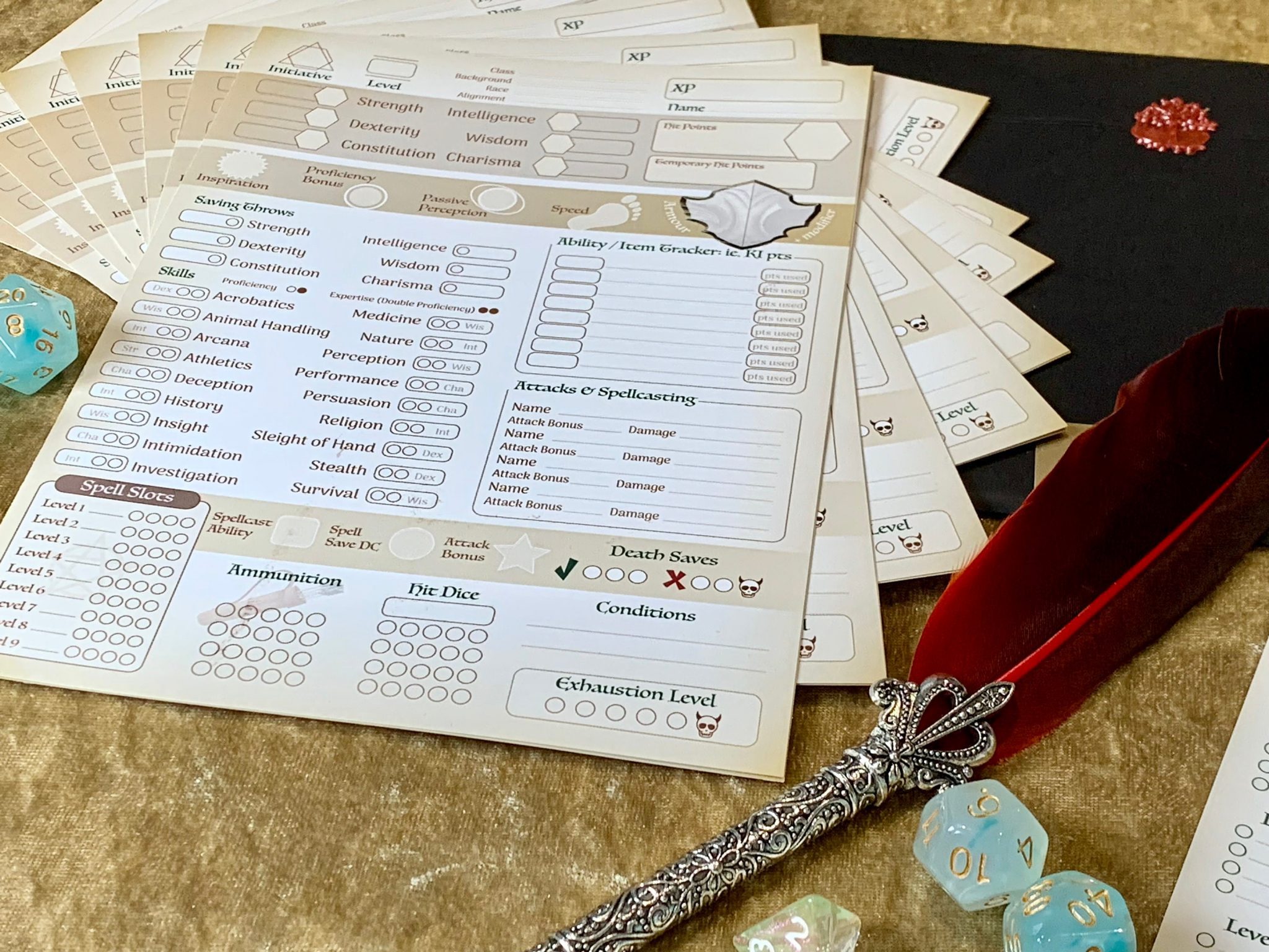 Character Sheets DnD 5e 5 Edition Dungeons and Dragons DnD