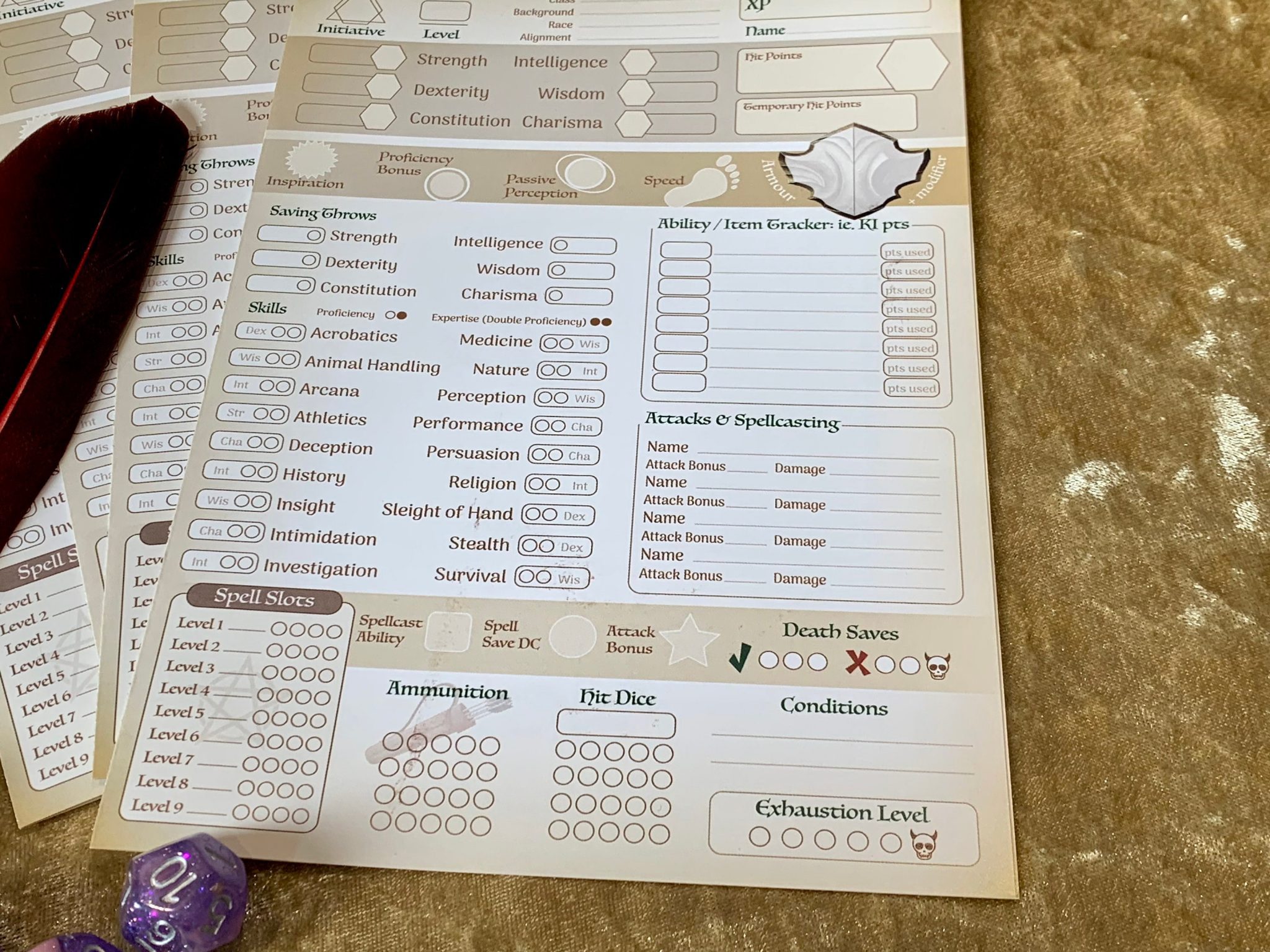 Character Sheets DnD 5e 5 Edition Dungeons and Dragons DnD
