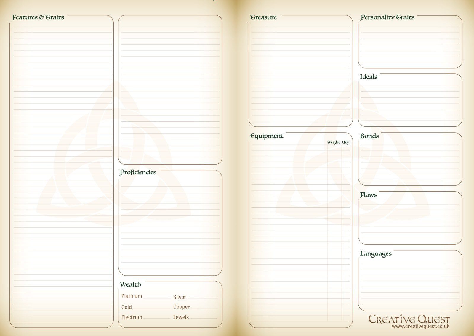 Character Sheets DnD 5e 5 Edition Dungeons and Dragons DnD