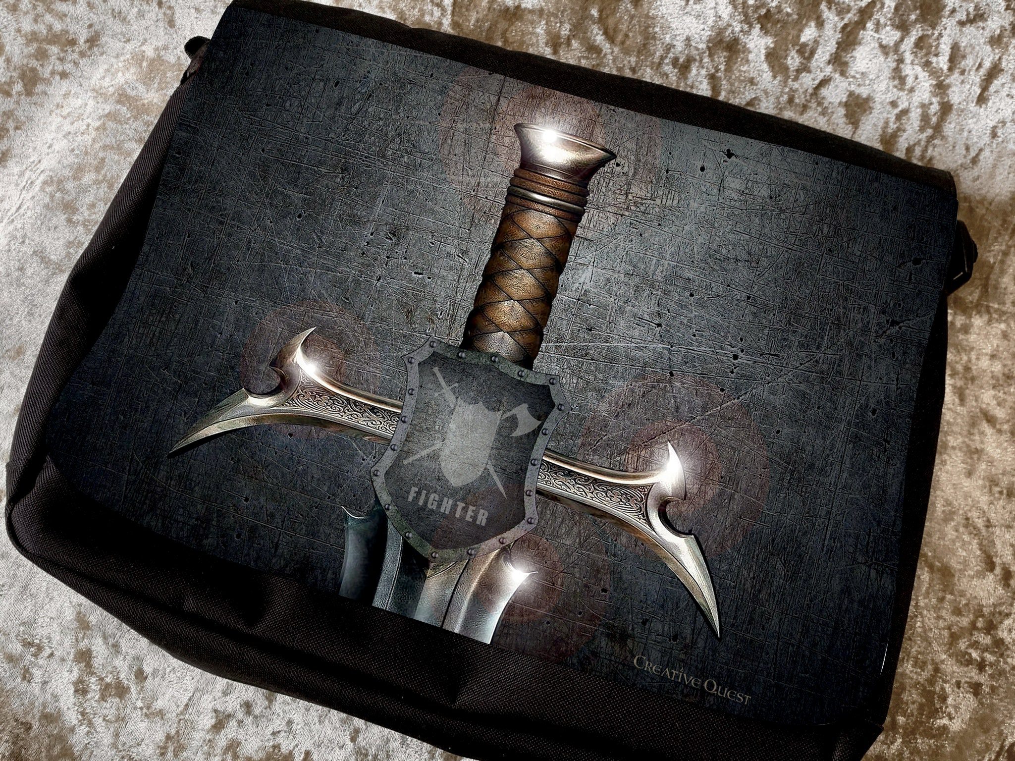 Fighter Class Messenger Bag Dungeons and Dragons. Fantasy rpg Bag