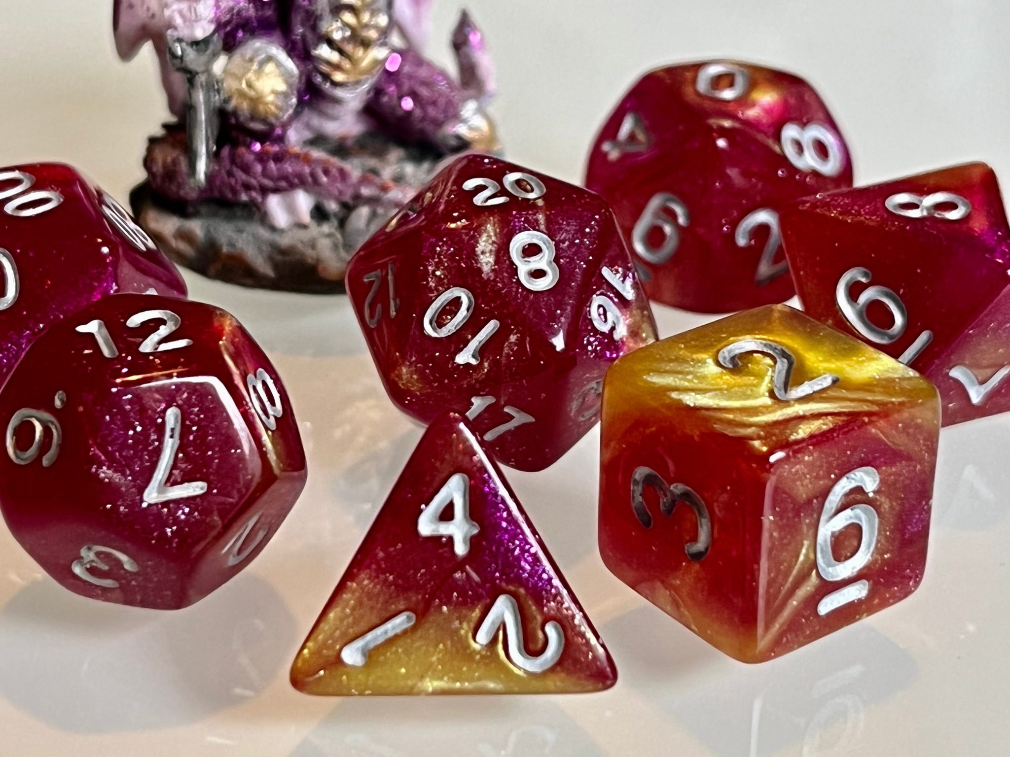 Lava Burst Polyhedral Dice for RPG Games like Dungeons and Dragons