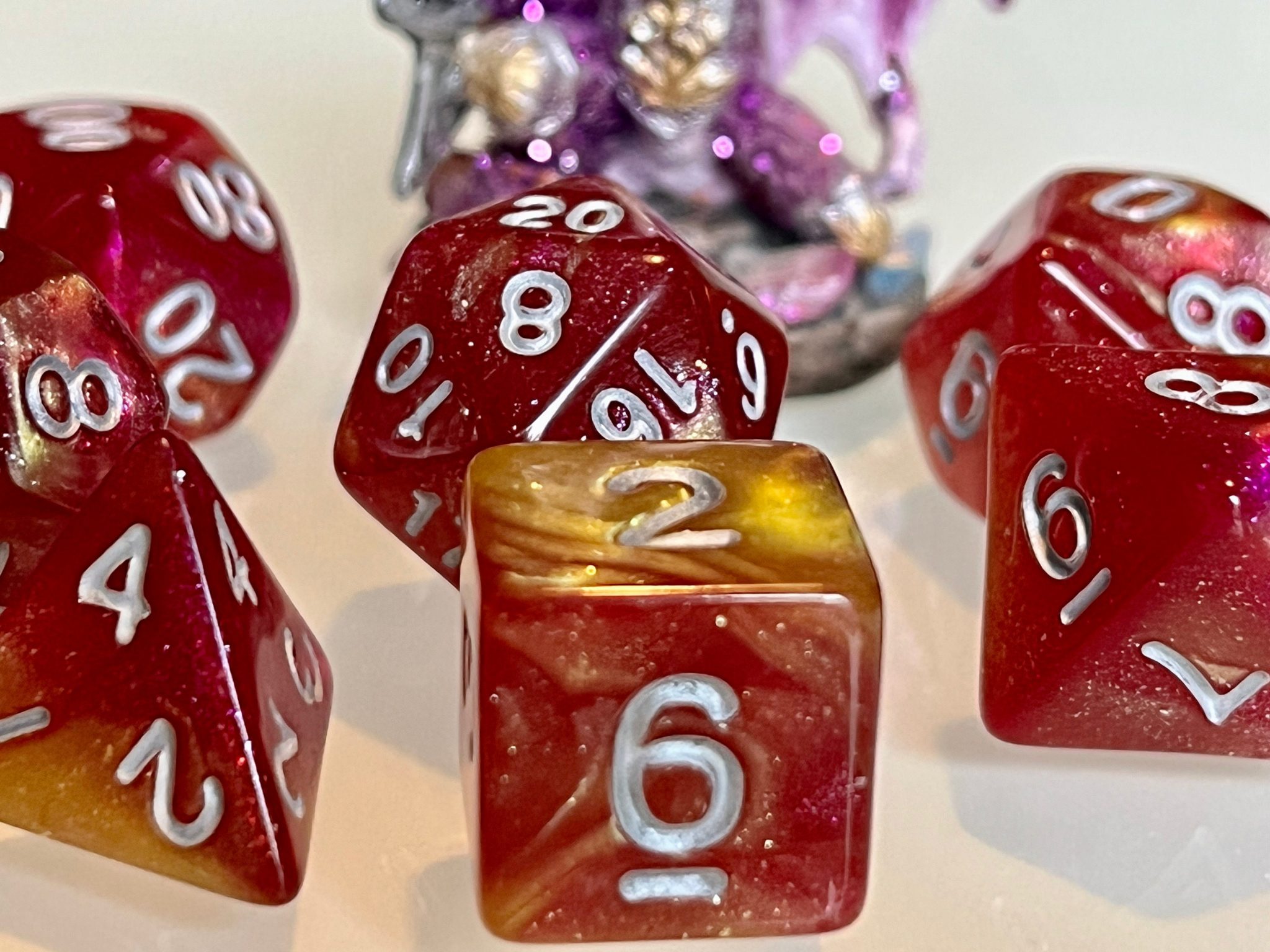 Lava Burst Polyhedral Dice for RPG Games like Dungeons and Dragons