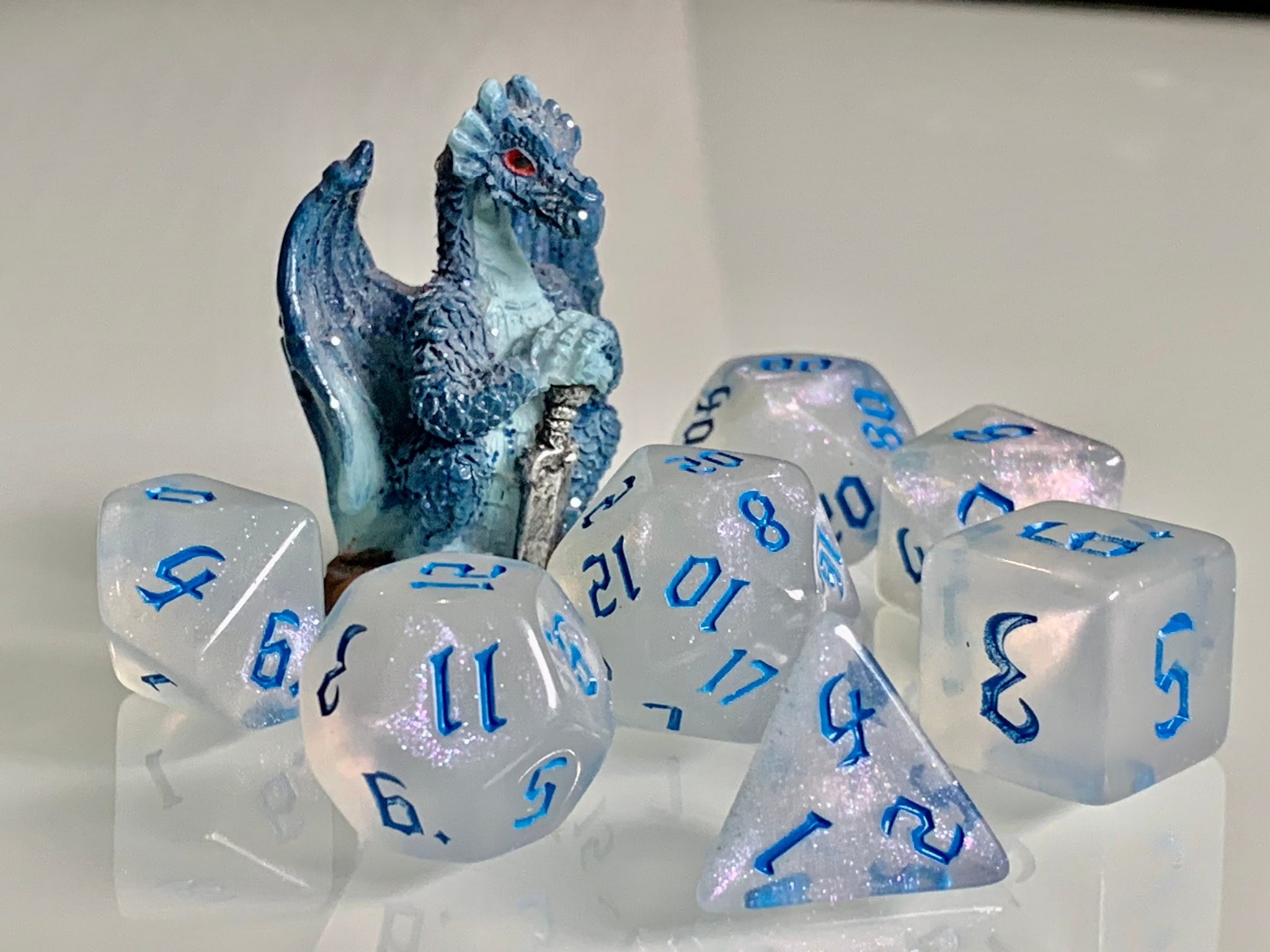 Moonstone Opal ‘Pearl of Power’ Polyhedral Dice for RPG Games