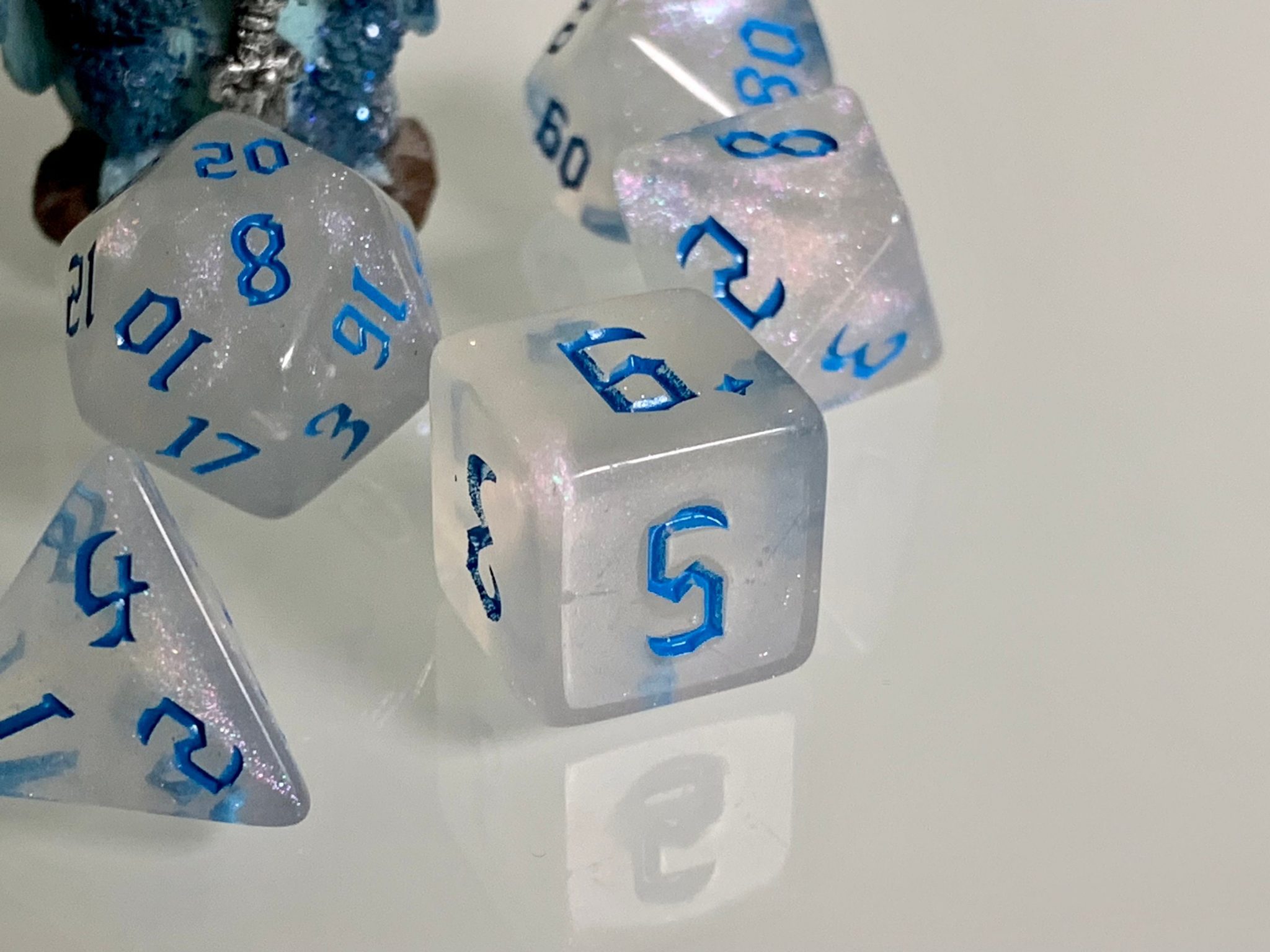 Moonstone Opal ‘Pearl of Power’ Polyhedral Dice for RPG Games