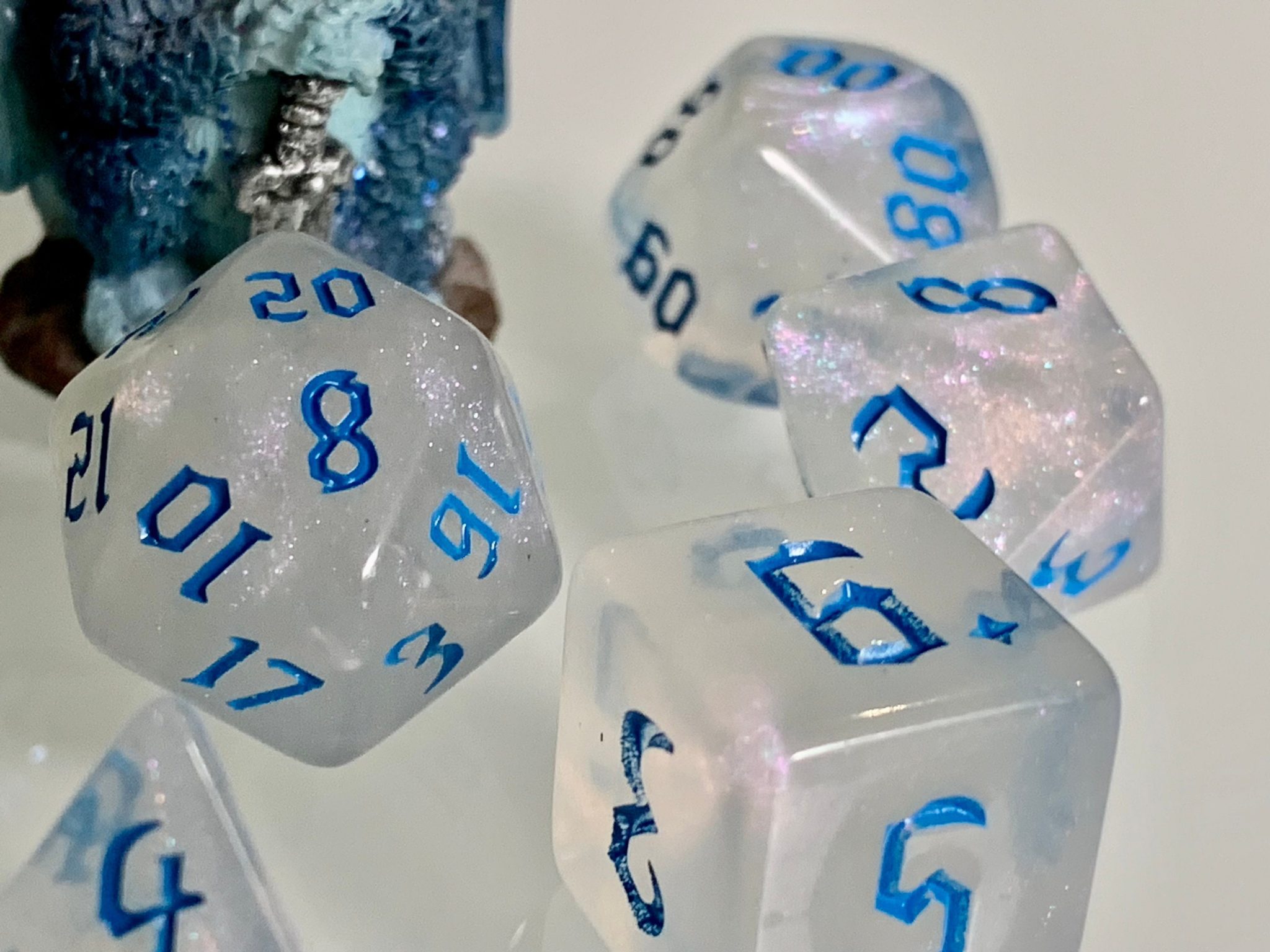Moonstone Opal ‘Pearl of Power’ Polyhedral Dice for RPG Games