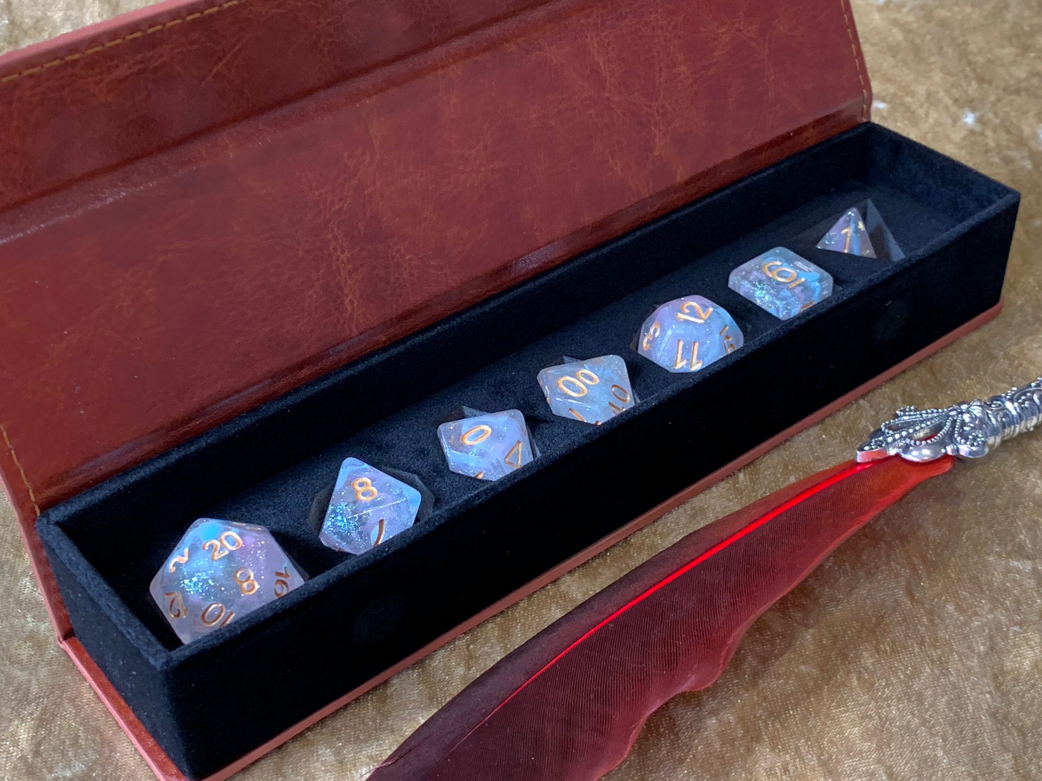 Vegan D20 Crit Coin Dice Box Dice Vault, Dice Tray and Holder.