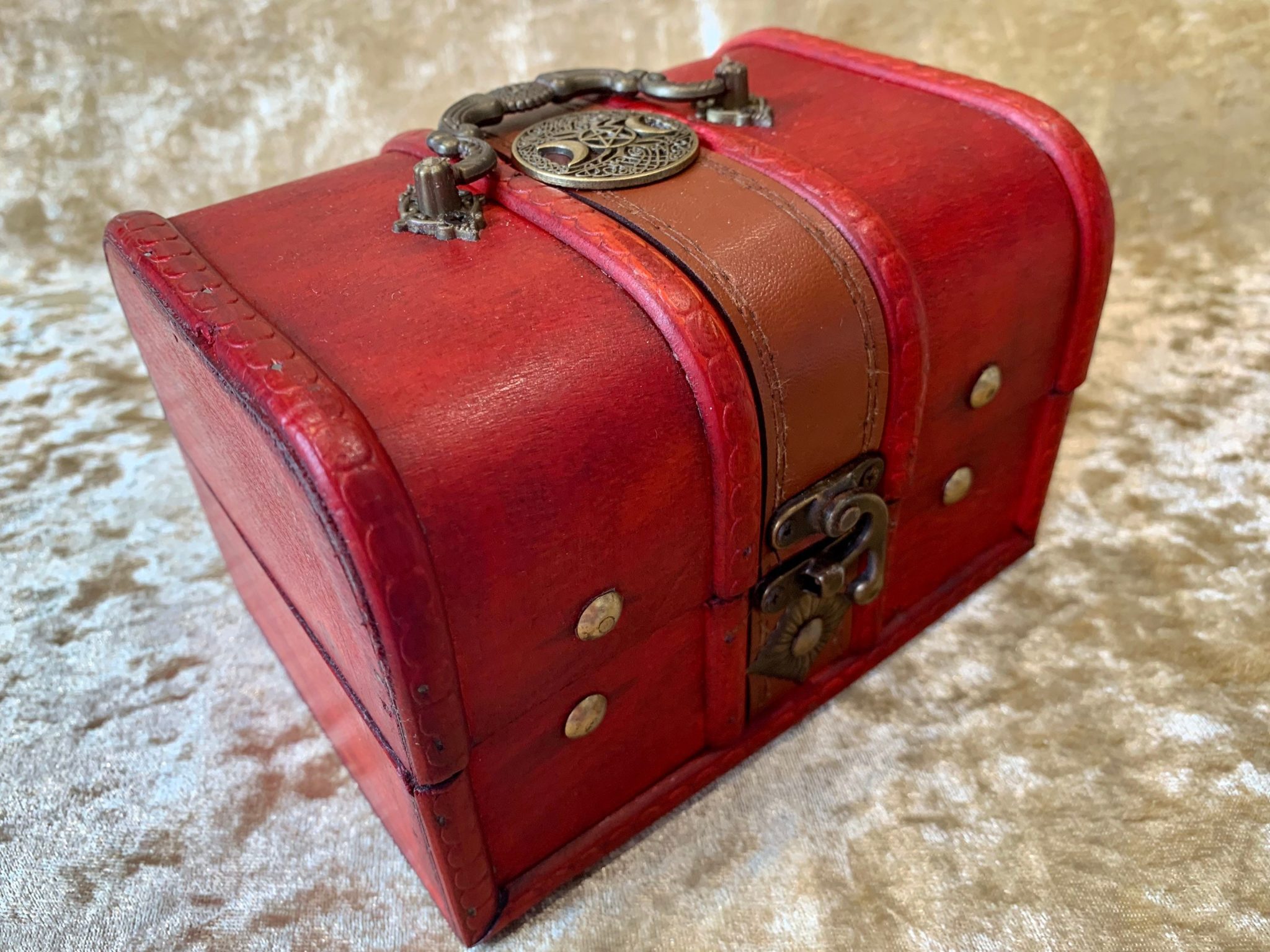 Tree of Life Chest Moon goddess Fantasy chest leather suede lining