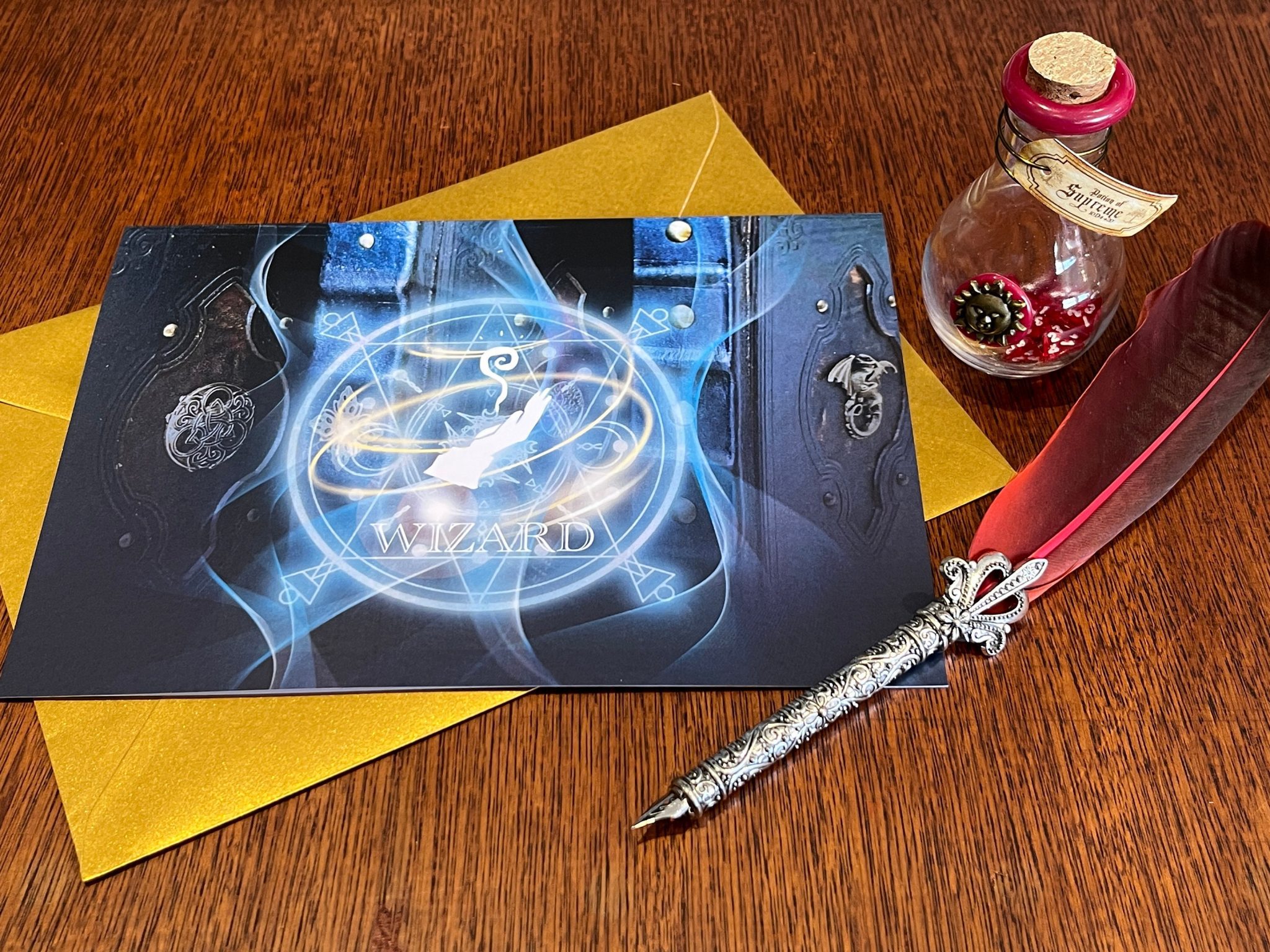Wizard Mage Greeting Card with Gold Envelope Dungeons and Dragons