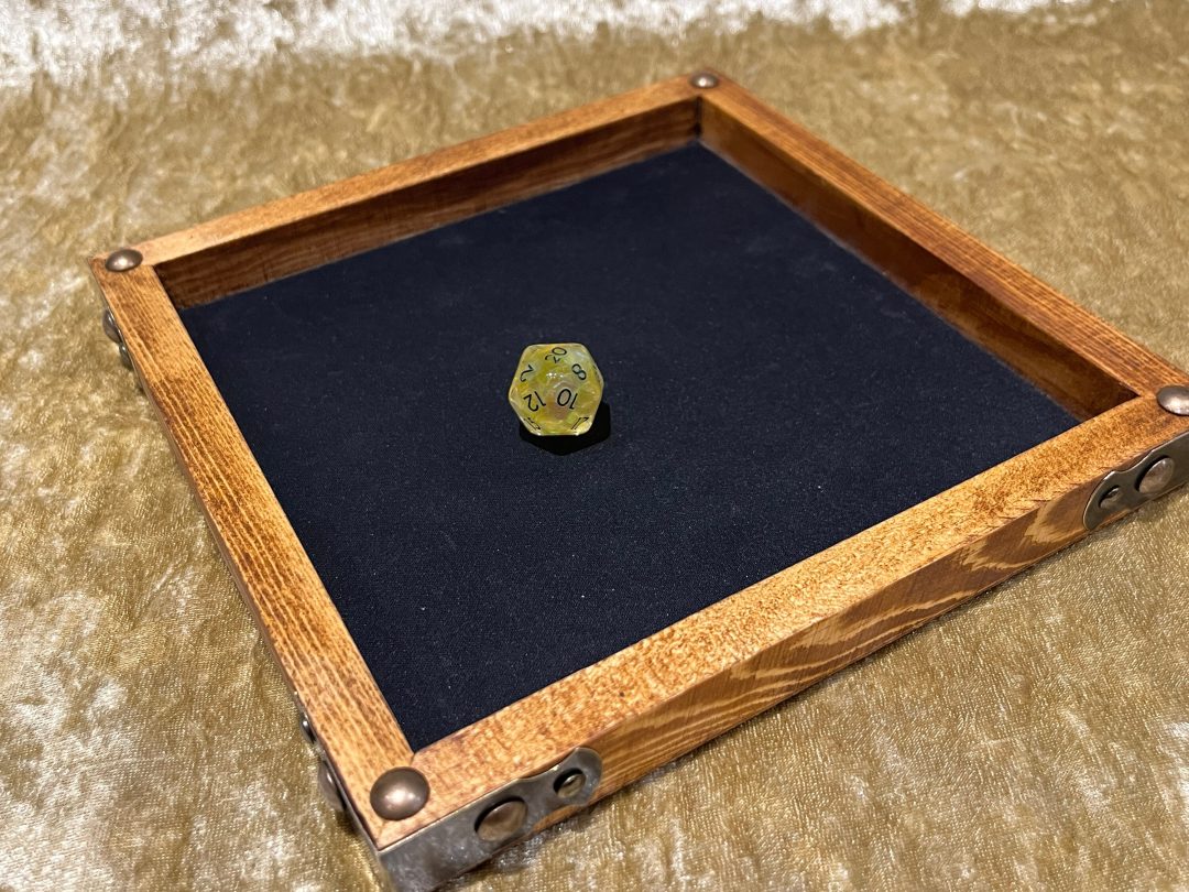 Dice Tray Dark Wood, Genuine Luxury Rubber Fabric inlay, Dice Rolling ...