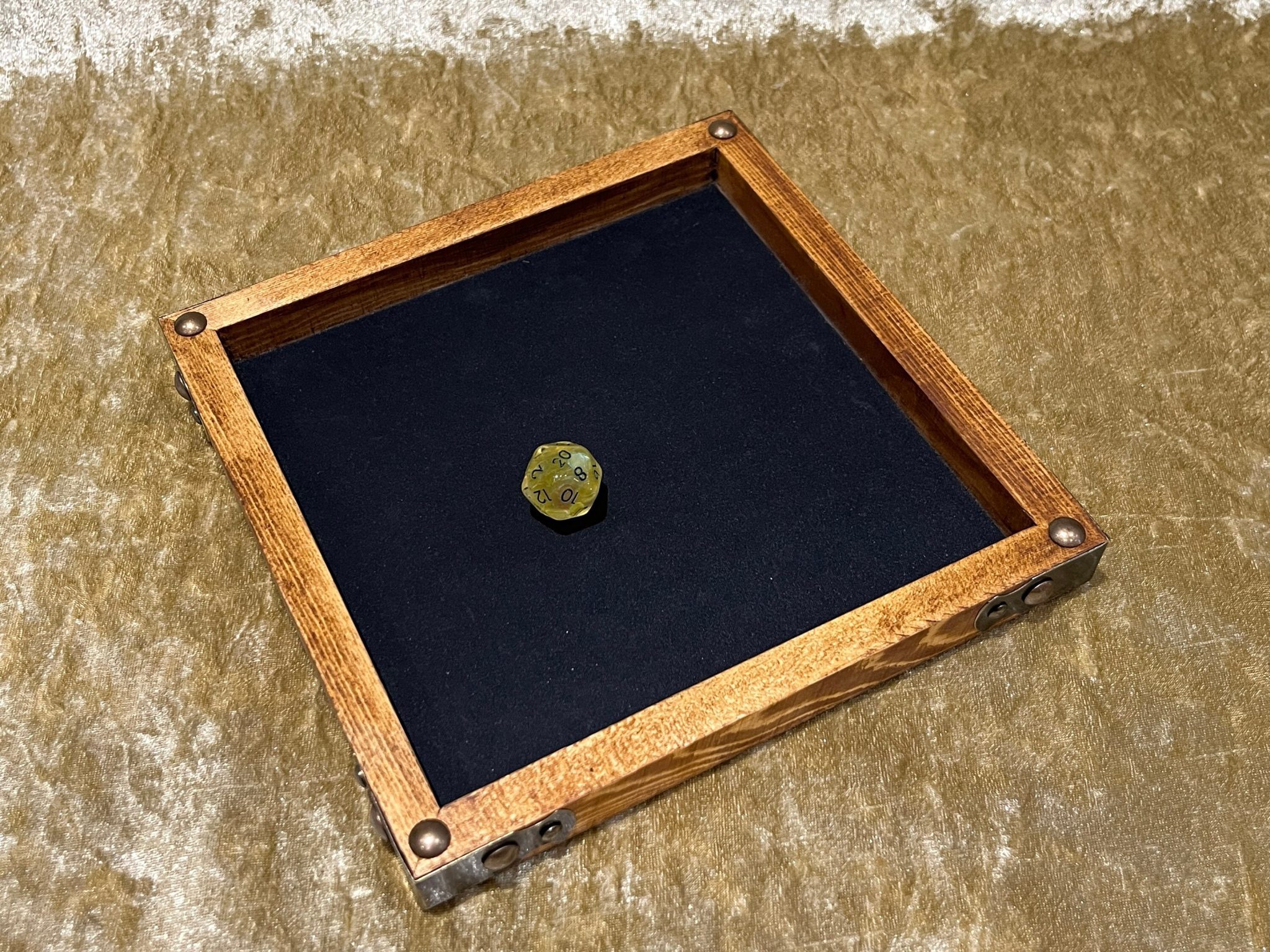 Dice Tray Dark Wood, Genuine Luxury Rubber Fabric inlay, Dice Rolling ...