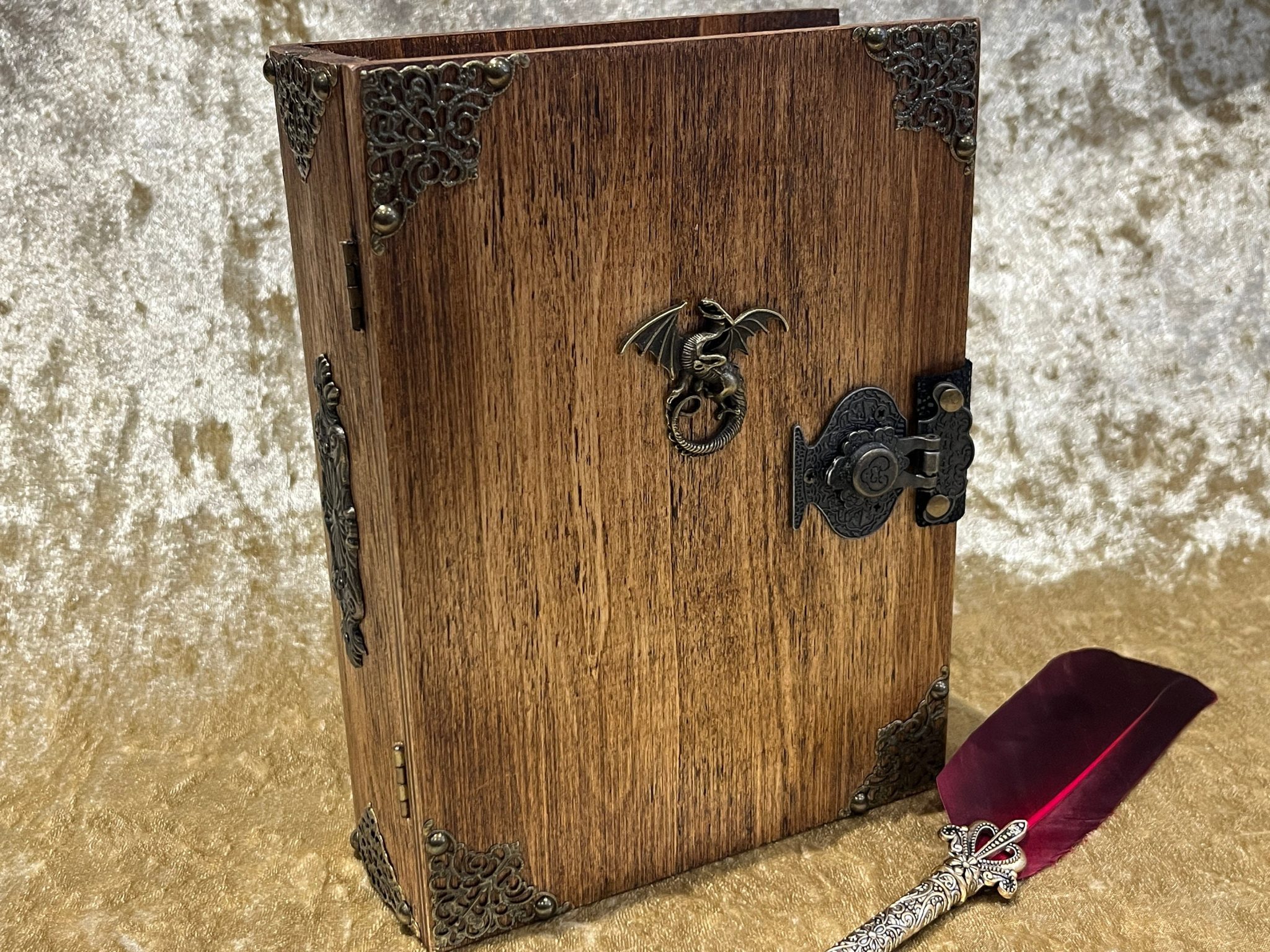Dungeons & Dragons RPG Beautiful Wax wood Book Box with bronze ...