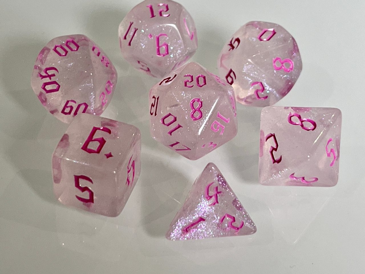 Moonstone Opal Pink Polyhedral Dice for RPG Games like Dungeons and ...