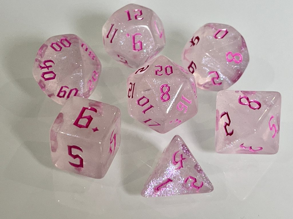 Moonstone Opal Pink Polyhedral Dice for RPG Games like Dungeons and ...