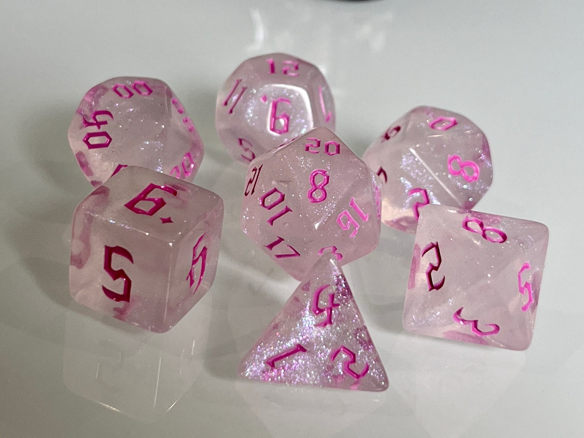 Moonstone Opal Pink Polyhedral Dice for RPG Games like Dungeons and ...