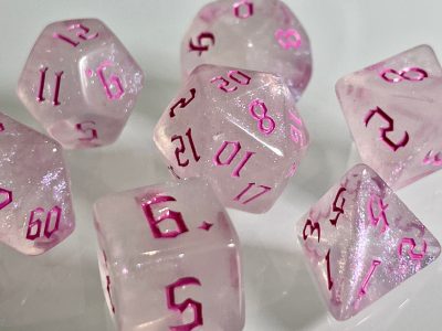 Moonstone Opal Pink Polyhedral Dice for RPG Games like Dungeons and ...