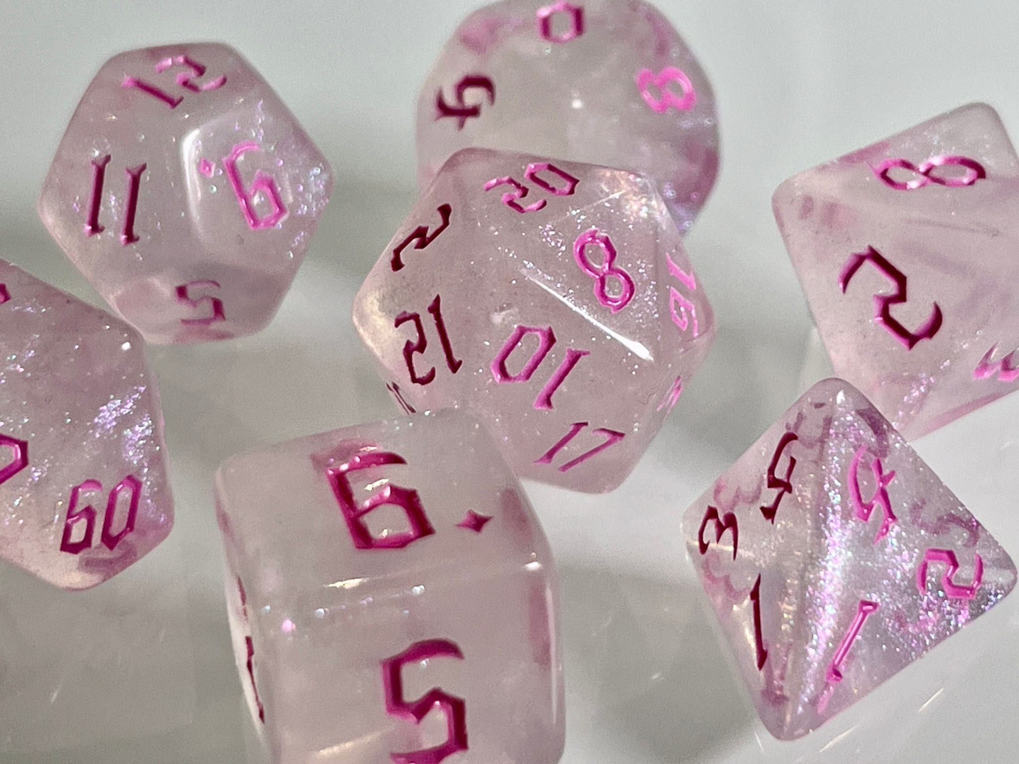 Moonstone Opal Pink Polyhedral Dice for RPG Games like Dungeons and ...
