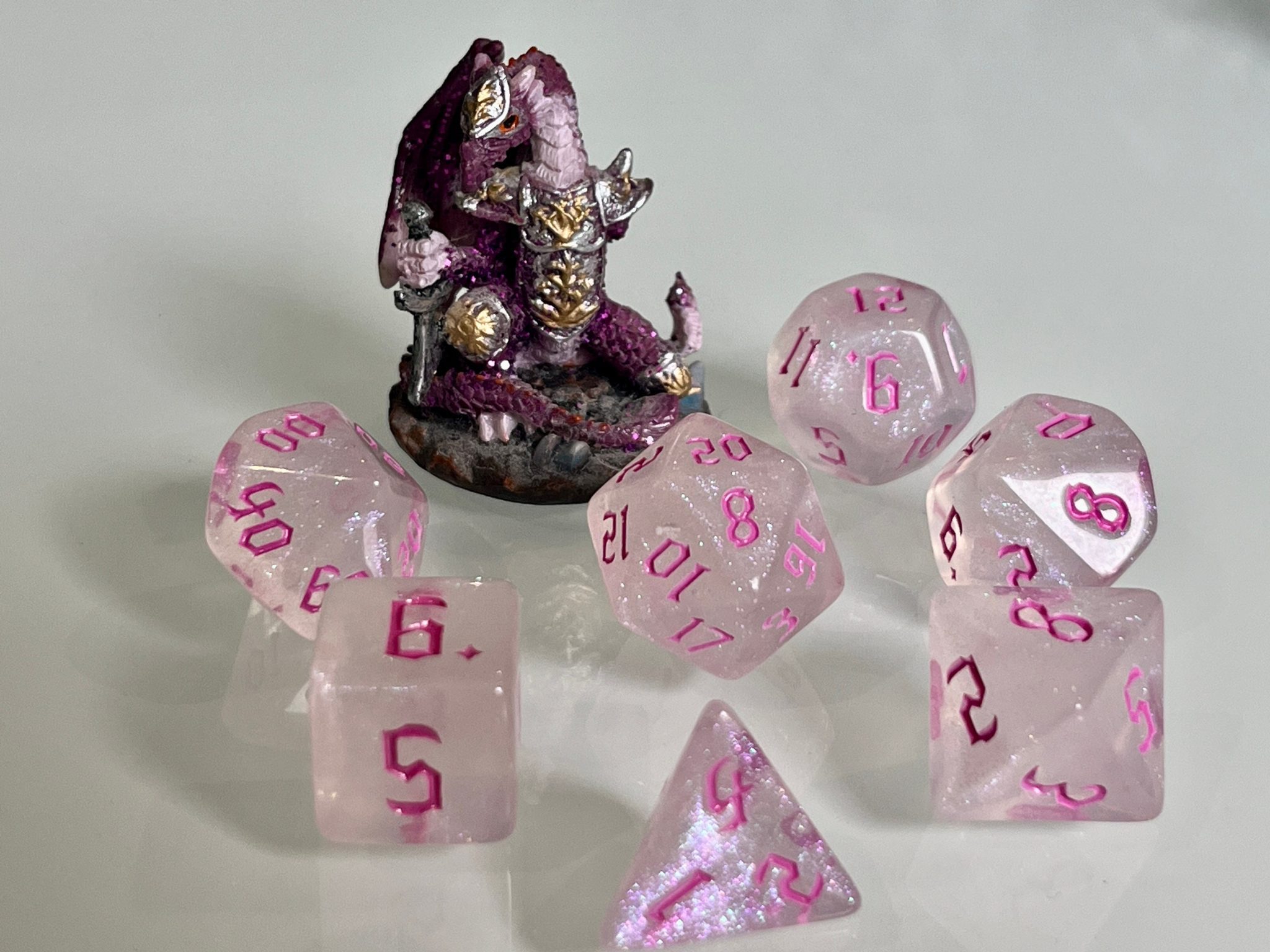 Moonstone Opal Pink Polyhedral Dice for RPG Games like Dungeons and ...